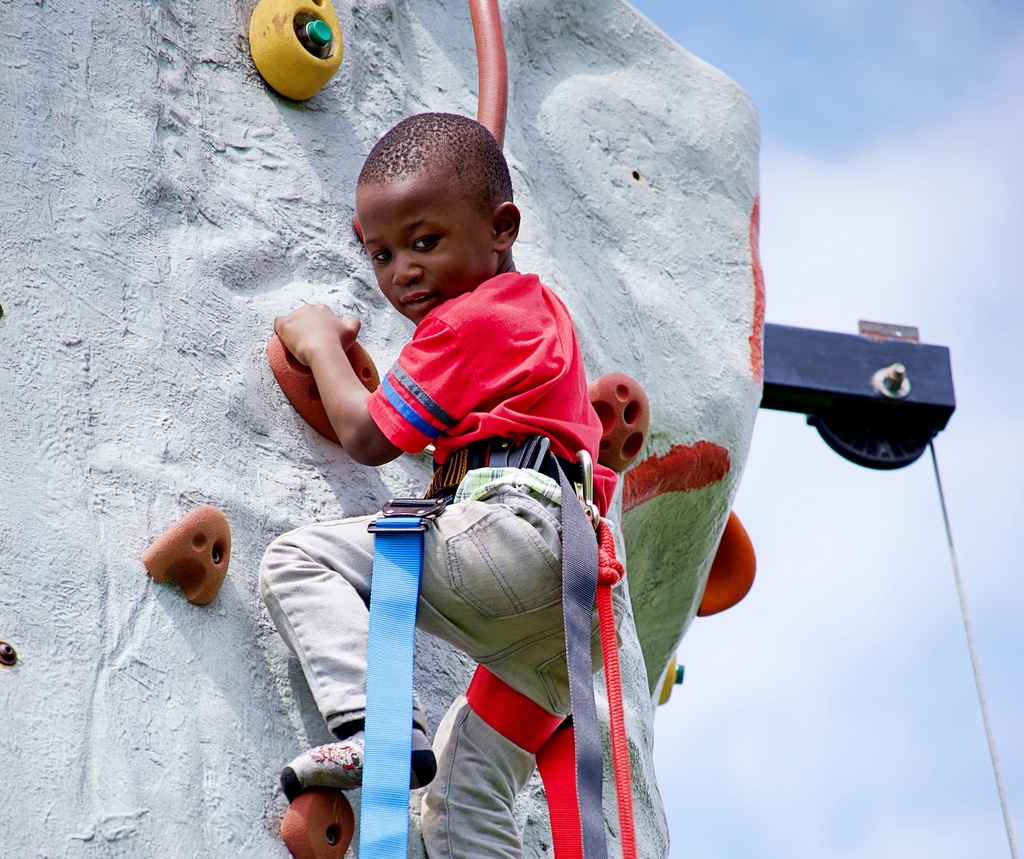 Jonah S. tries his hand at rock climbing, a sport not often taken up by ...